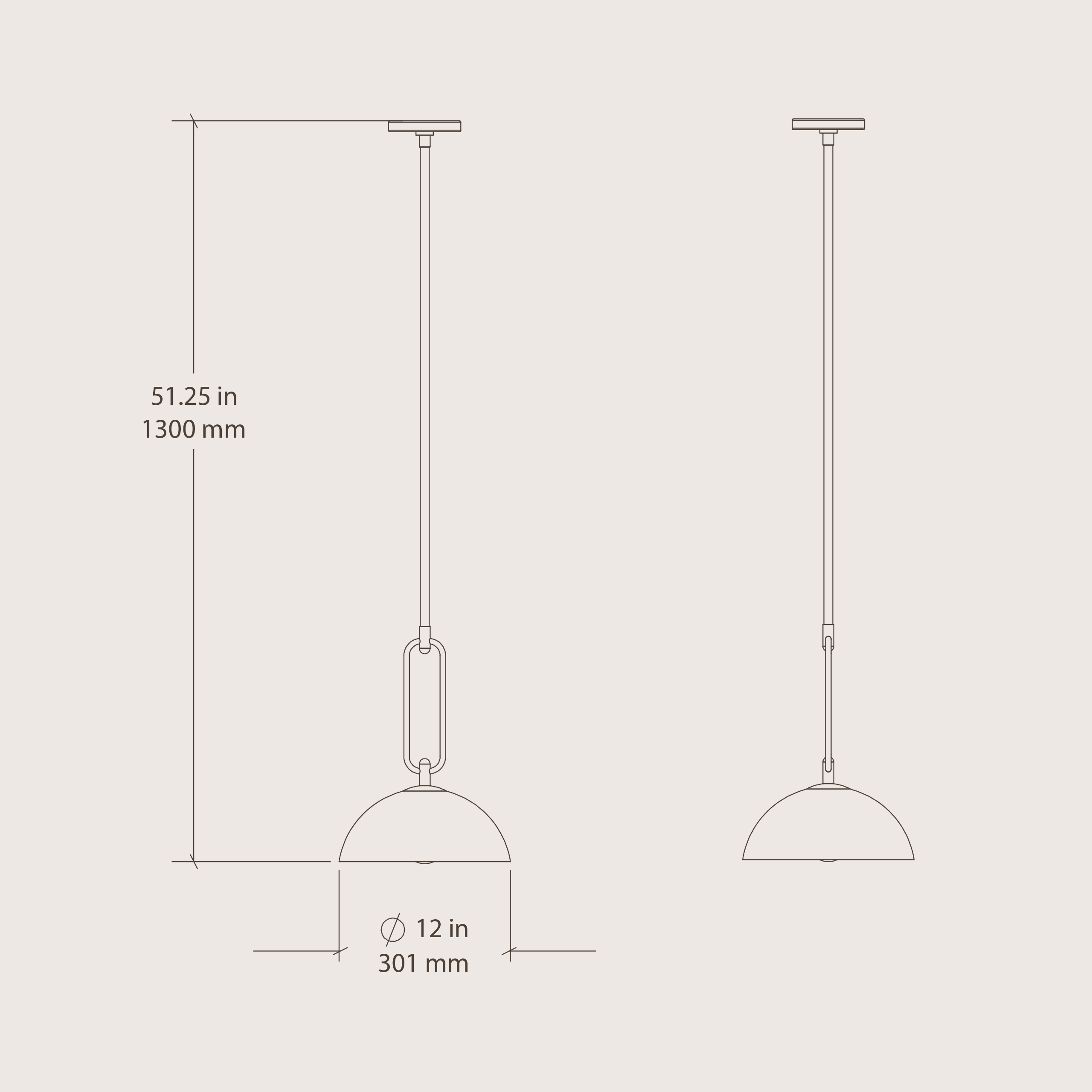 Bancroft Pendant 12" Hemisphere - PAX Lighting